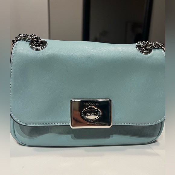Coach | Bags | Coach Crossbody Light Blue Authentic Leather | Poshmark
